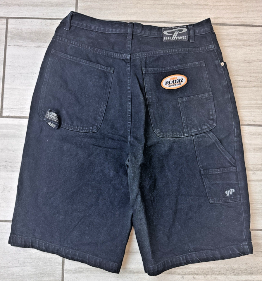 Vintage Y2K Pure Playaz Crazy jnco Style Baggy Jean Shorts Size 36 ...