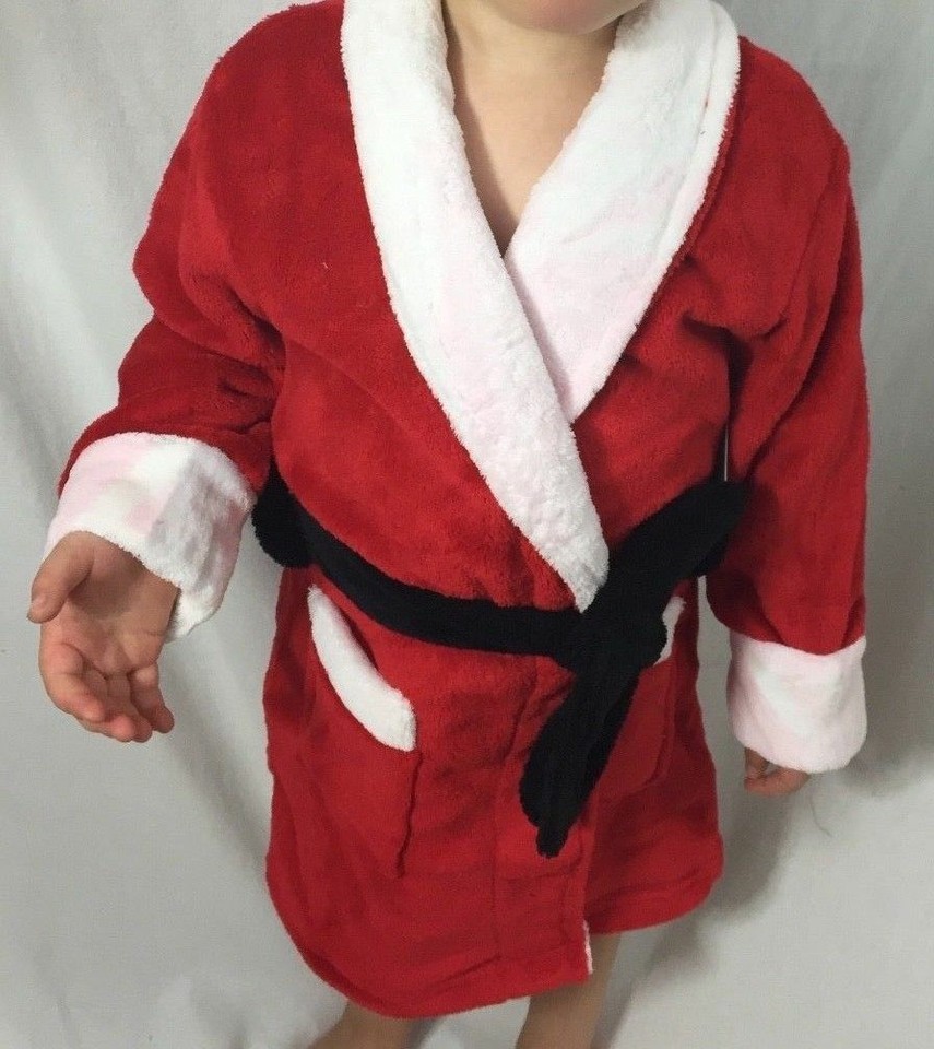 Kid's Unisex Red Santa Christmas Holiday Robe Size XS Extra Small | eBay