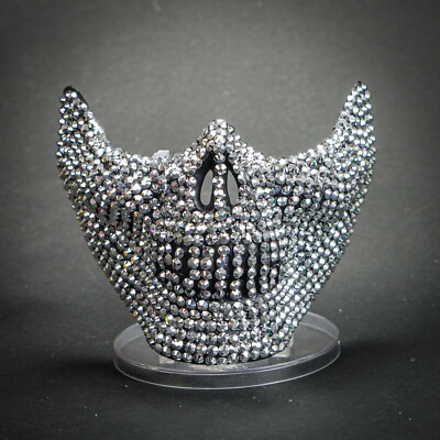 Half Face Mouth Mask Rhinestones Halloween Costume Masquerade Mask ...