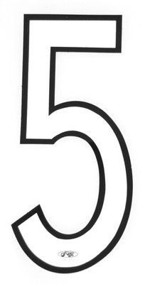 Neal Enterprises PROLINE 6" Number Plate Number #5 WHITE with BLACK ...