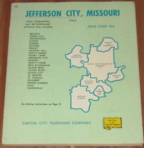 1965 MISSOURI TELEPHONE DIRECTORY, AREA CODE 314, JEFFERSON CITY ...