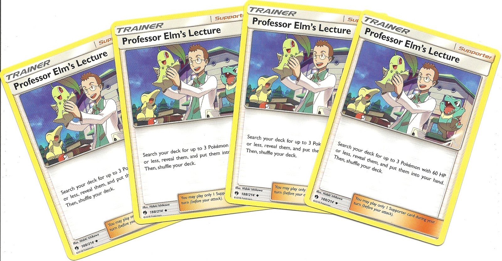 4x PROFESSOR ELM'S LECTURE 188/214 -LOST THUNDER Pokemon Card Trainer ...