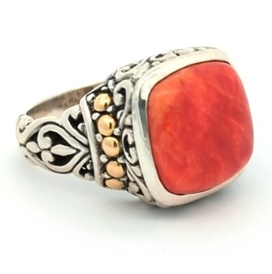 Video 18K Gold 925 Sterling Silver Natural Coral Samuel B Engagement ...