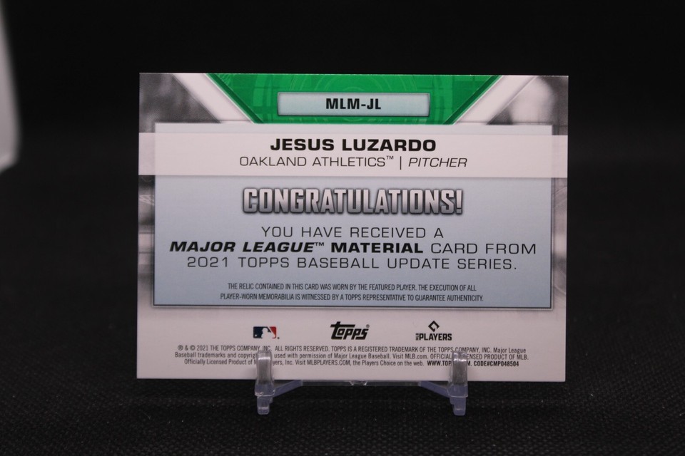 2021 Topps Update Jesus Luzardo Major League Material Jersey Patch MLM ...