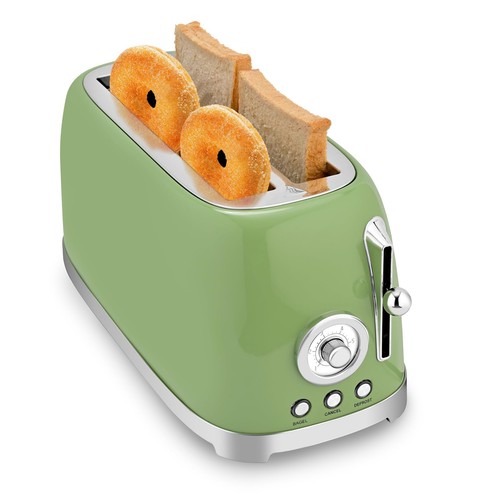 Toaster 4 Slice Wide Slot, Stainless Steel Bread Bagel Toasters, Retro ...