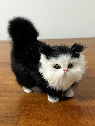 realistic miniature cat stuffed animal plush figure Vintage Cute ...