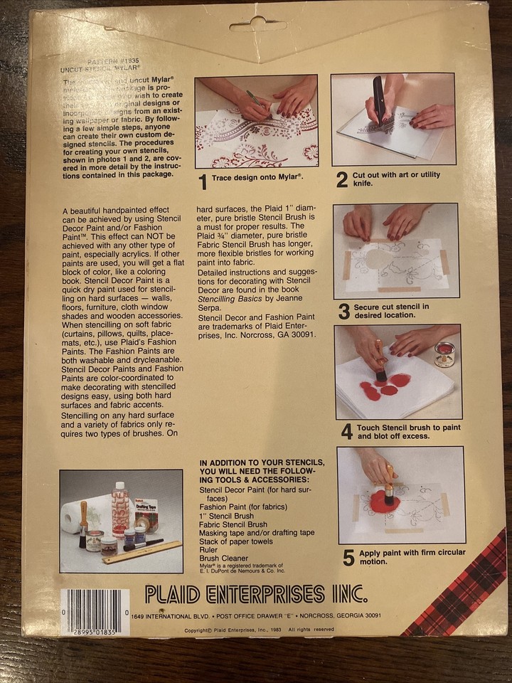 Plaid Enterprises Stencil Decor Mylar and Stencil Instructions Number ...