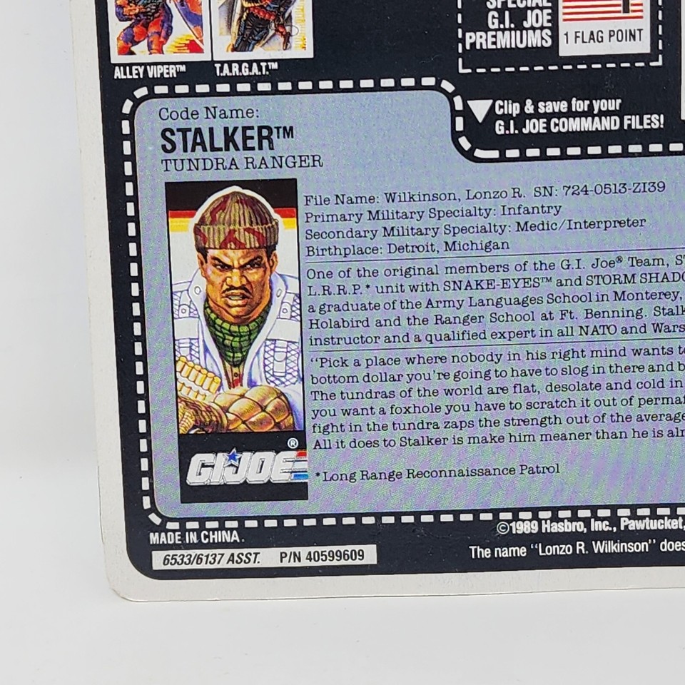 G.I. Joe Stalker Tundra Ranger UNCUT File Card 34 Back Offer Vintage ...