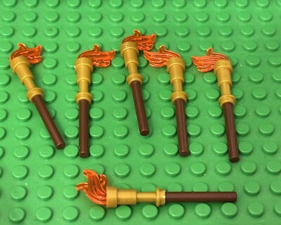 Lego 6 Fire Flame Torch With Reddish Brown Handle Stick 3L Bar,Pirates ...