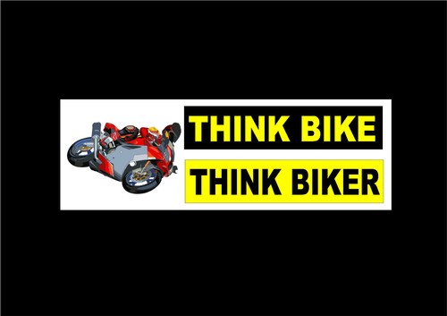 THINK BIKE THINK BIKER super tac vinyl sticker 2 designs 2 sizes ...