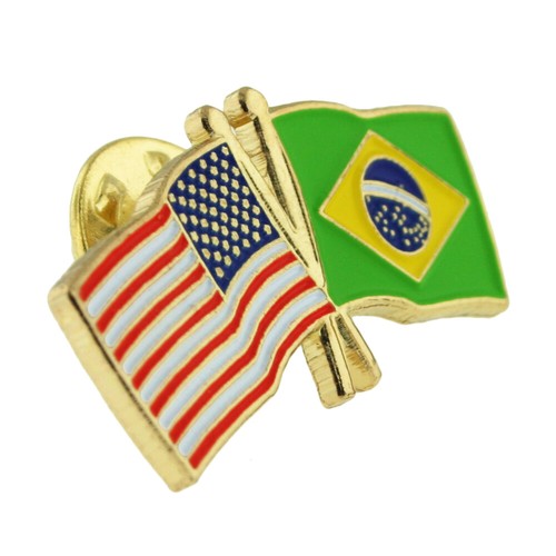 PinMart's USA and Brazil Crossed Friendship Flag Enamel Lapel Pin | eBay