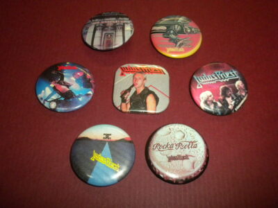 7 JUDAS PRIEST pins/pinbacks/buttons/badge heavy metal rock vintage LOT ...