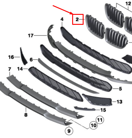 NEW OEM BMW X1 E84 FRONT RIGHT KIDNEY GRILL 2993308 51112993308 GENUINE ...