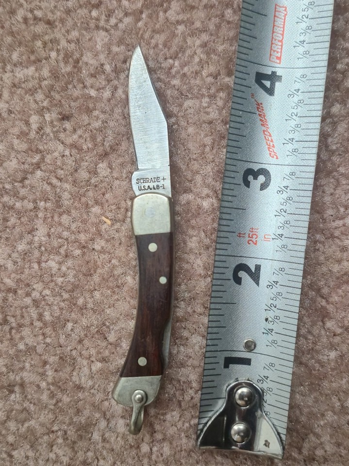 Schrade+ USA LB-1 Pocket Knife Lockback Plain Edge Blade Vintage Nice ...