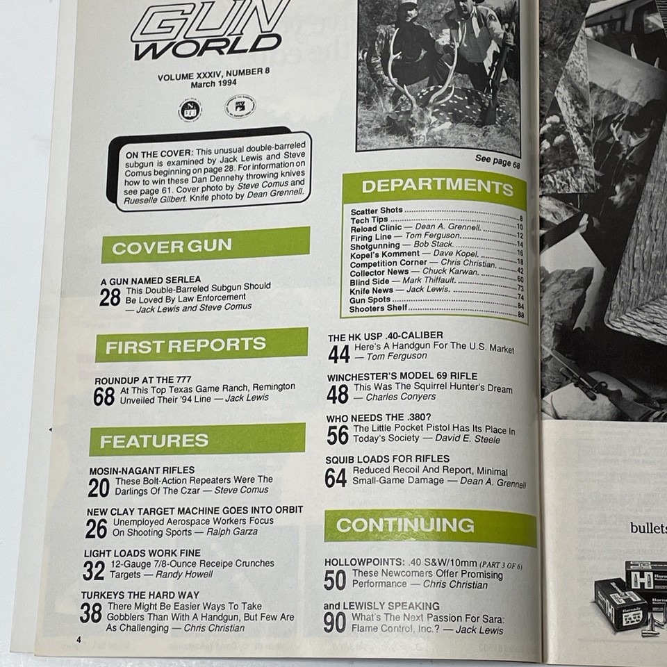 Gun World Magazine March 1994 Serlea-Ace 9mm Double-Barrel Subgun ...