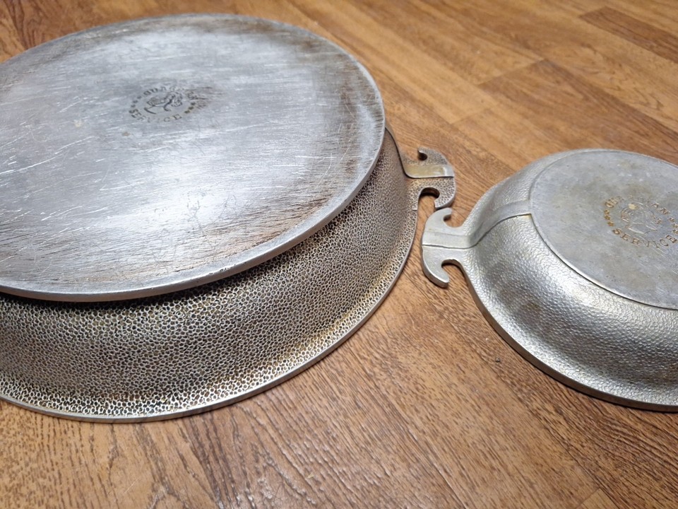 Set of 2 Vtg Guardian Cookware Cast Hammered Aluminum 12" & 7" Skillet ...