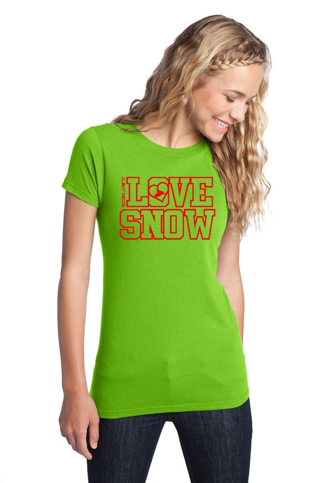 LOVE SNOW TEE SHIRT TOP WOMEN GIRL SLED SNOWMOBILE SNOCROSS ARCTIC CAT ...
