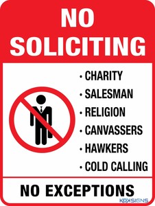 NO SOLICITING NO SALESMAN NO HAWKERS -- S/ADHESIVE VINYL STICKER ...
