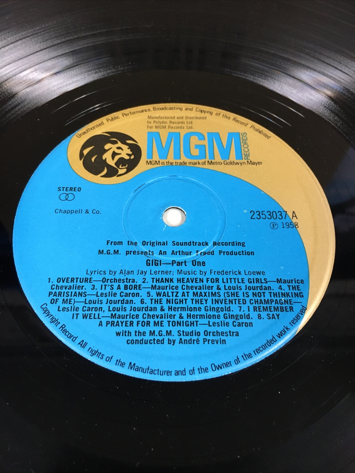 Gigi Original MGM Soundtrack LP Album Vinyl Record 2353037 A1/B1 Film ...