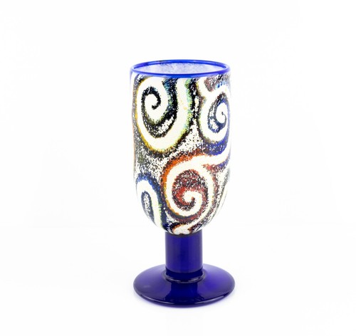 TIMOTHY HARRIS, ISLE OF WIGHT 'SGRAFFITO' GLASS JAZZ NUVO GOBLET VASE ...