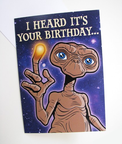 E.T. Birthday Card Extra Terrestrial 5" x 7" ET Funny 80s Movie ...