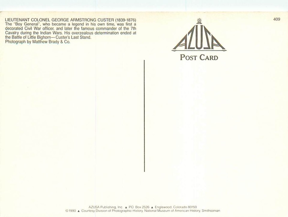 Postcard Lieutenant Colonel George Armstrong Custer Portrait | eBay