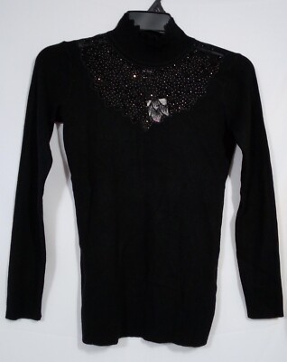 Ross Women's Winter Long Sleeves High Neck Lace Sweater Black Size S | eBay