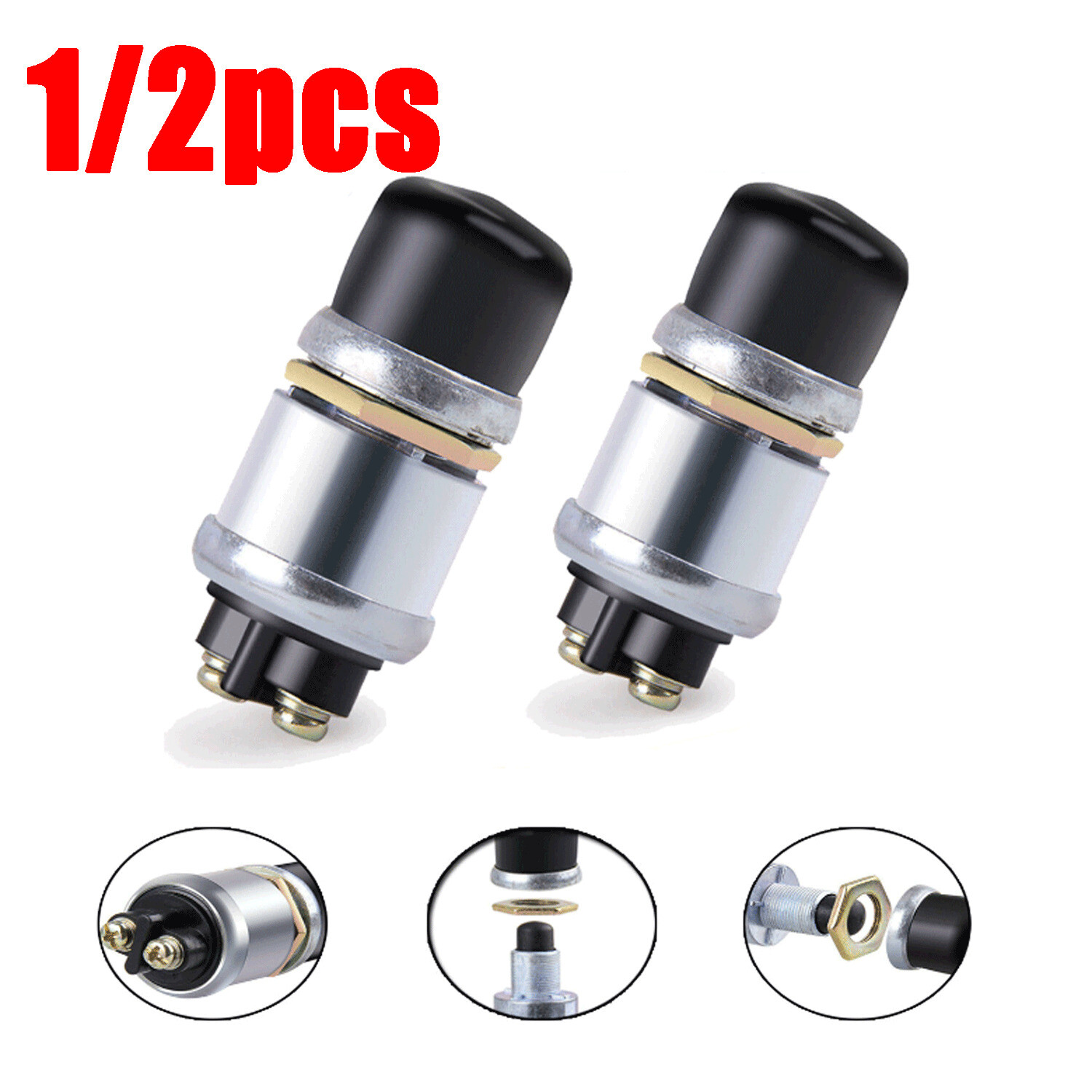 Push Button Momentary Starter 50A Ignition Switch On-Off SPST 12V DC ...