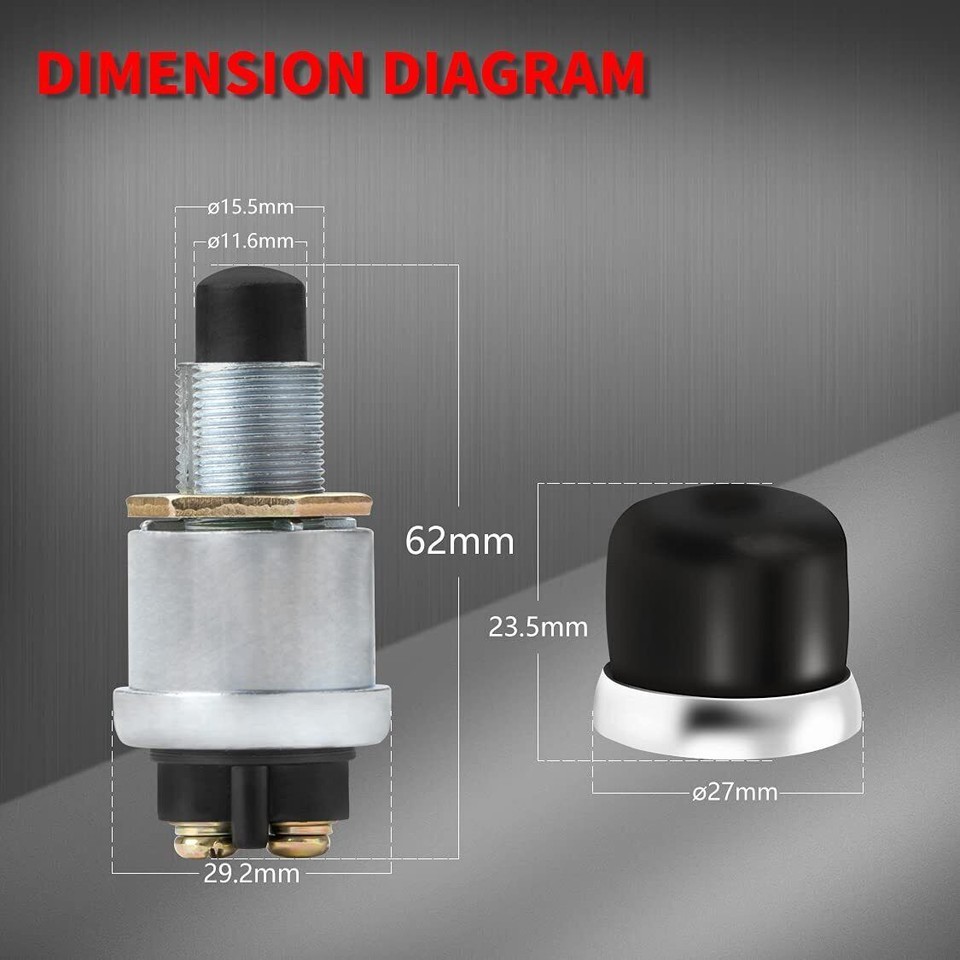 12V DC Heavy-Duty Start Momentary Push-Button Starter Switch 20 Amp For ...