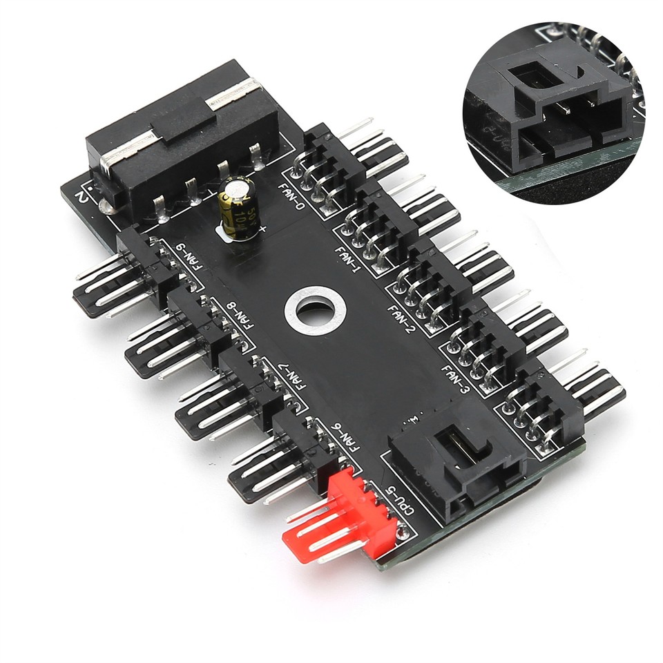 For CPU Cooling Fan Hub 4Pin PWM Integrated Power Adapter Cable 1 To 10 ...
