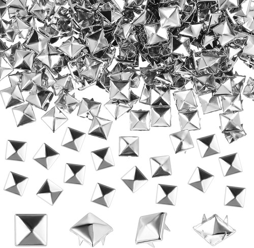 500 Pcs 10 Mm Studs for Clothing, Square Silver Pyramid Studs and ...