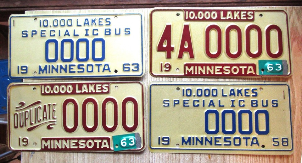 4 MINNESOTA SAMPLE LICENSE PLATES - 1958 TO 1963 - UNUSED - NR - B | eBay