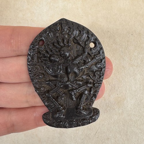 Old Chinese Tibetan Buddhism black lacquer Tiantie Corpse Tolin Pendant ...