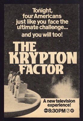 1981 TV AD KRYPTON FACTOR DEBUT & LISTING A NEW TELEVISION EXPERIENCE ...