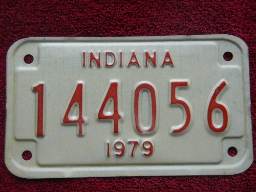 INDIANA MOTORCYCLE LICENSE PLATE 1979 79 # 144056 | eBay