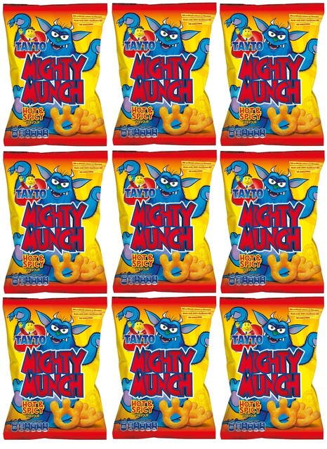 9 Bags of Tayto Mighty Munch 26g Each Hot & Spicy Irish Snack / Total ...
