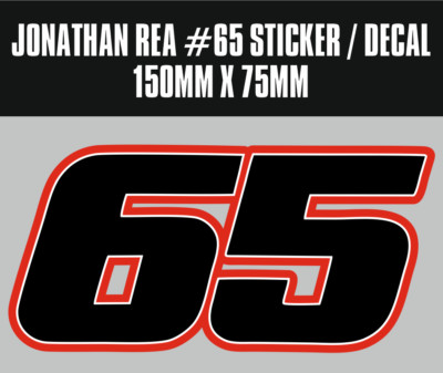 Jonathan Rea JR Jonny Rea Number 65 Sticker / Decal - 150mm x 75mm ...