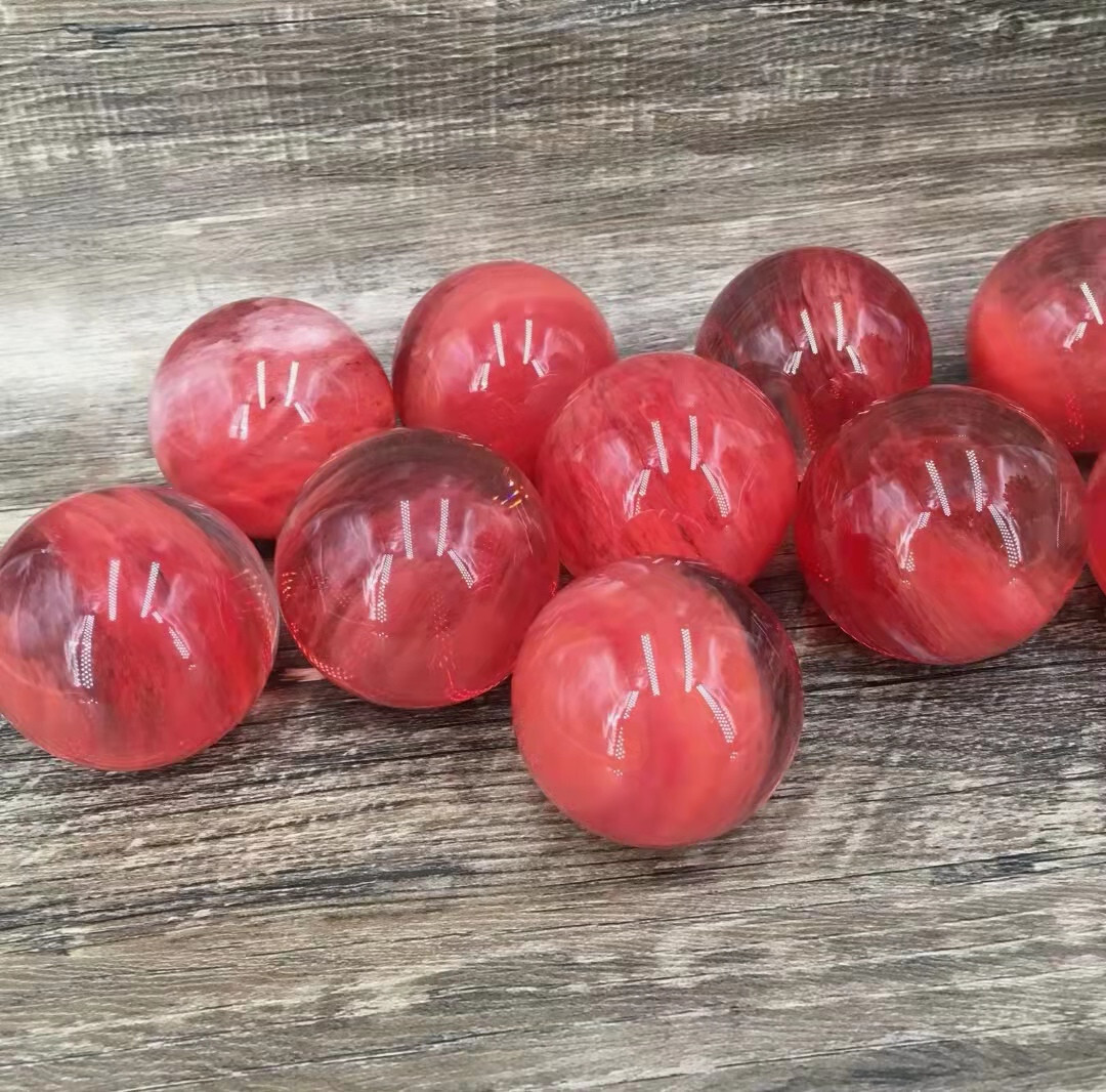 50mm+ Red Smelting Stone Quartz Sphere Crystal Energy Ball Reiki ...