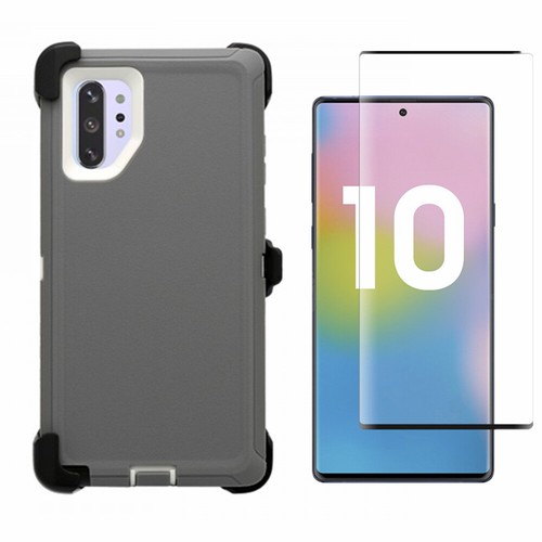 Gray White For Galaxy Note 10+ Plus Defender Case w/Screen Clip fit ...