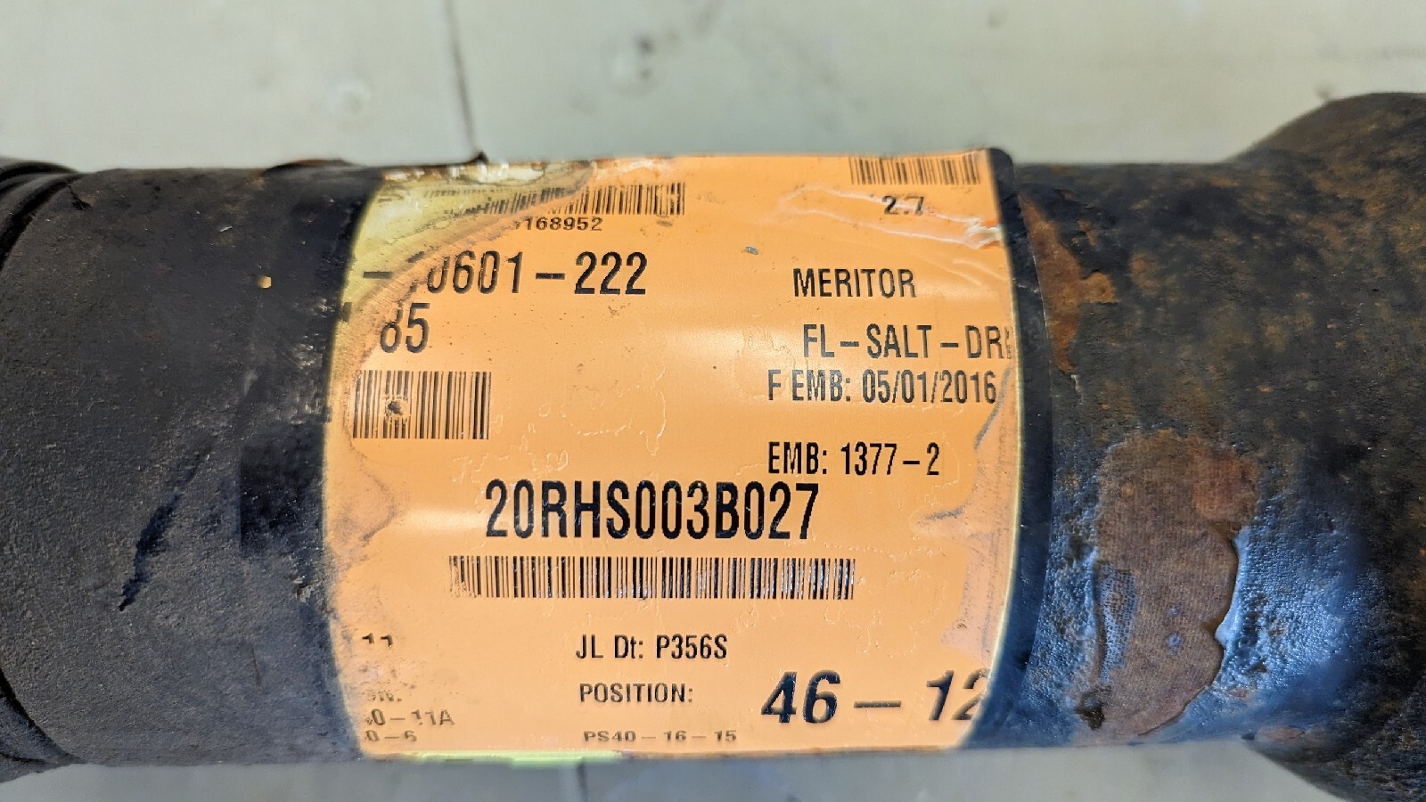20RHS003B027 CP20-RPL ROCKWELL INTERAXLE Rear Drive Shaft A09-10601-222 ...