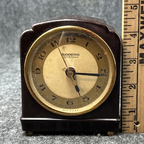 Vtg Hammond Synchronous Bakelite Electric Shelf Clock Art Deco USA Made ...