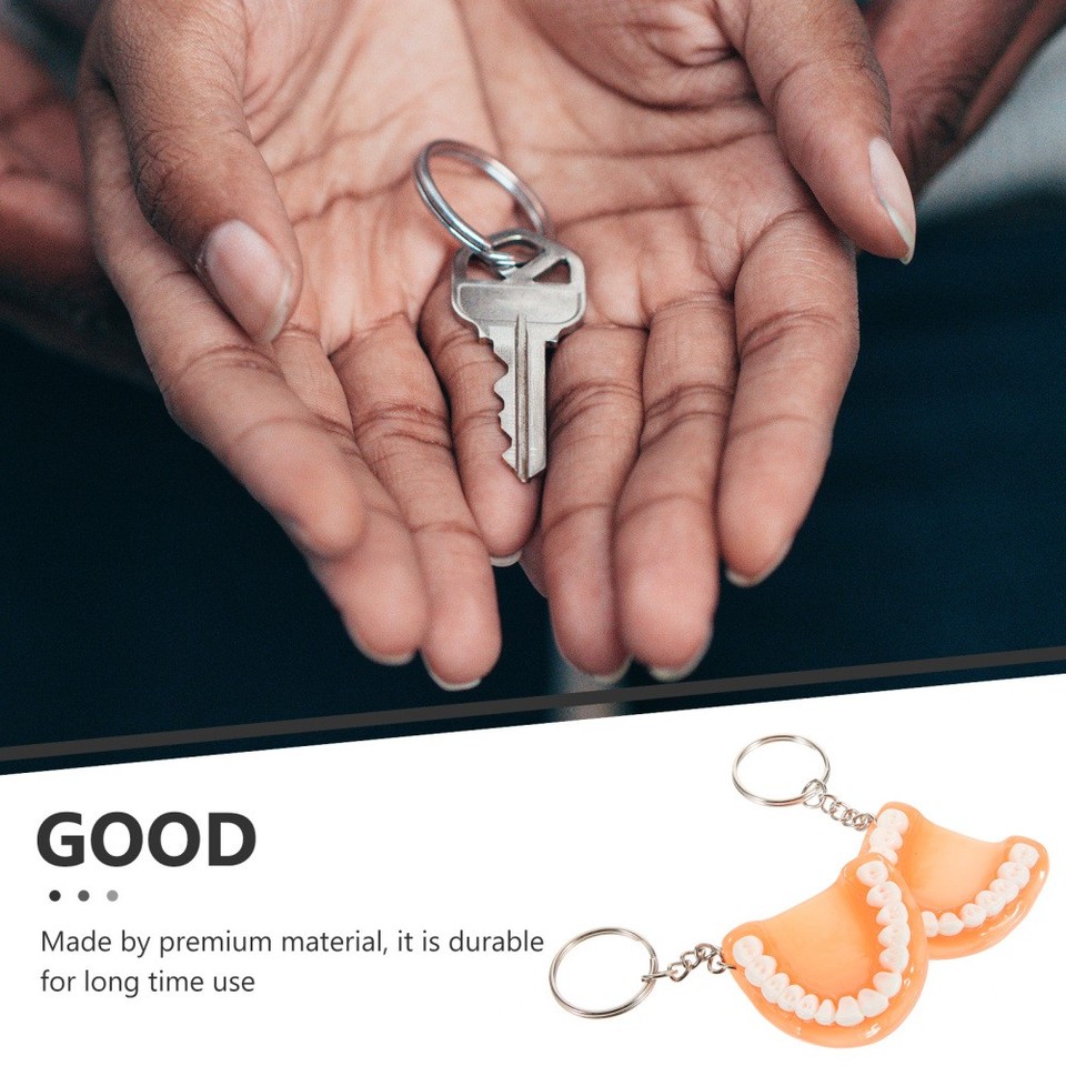 5 Pcs Tooth Implants Key Chains Denture Keychain Miss Car False Teeth ...