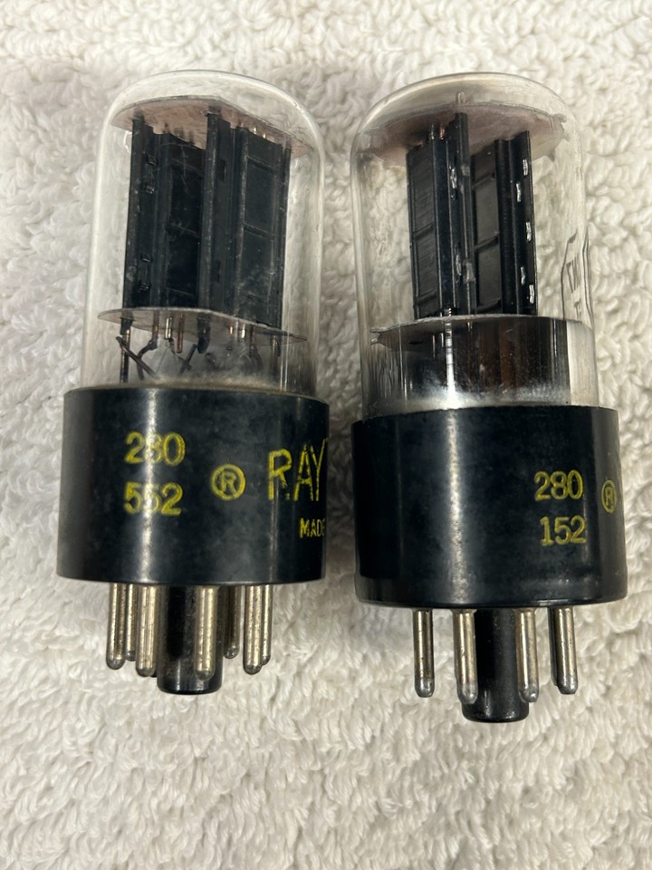 2 - RAYTHEON - 6SN7GT - 2 Hole Black Plate RADIO VACUUM TUBES, TESTED ...
