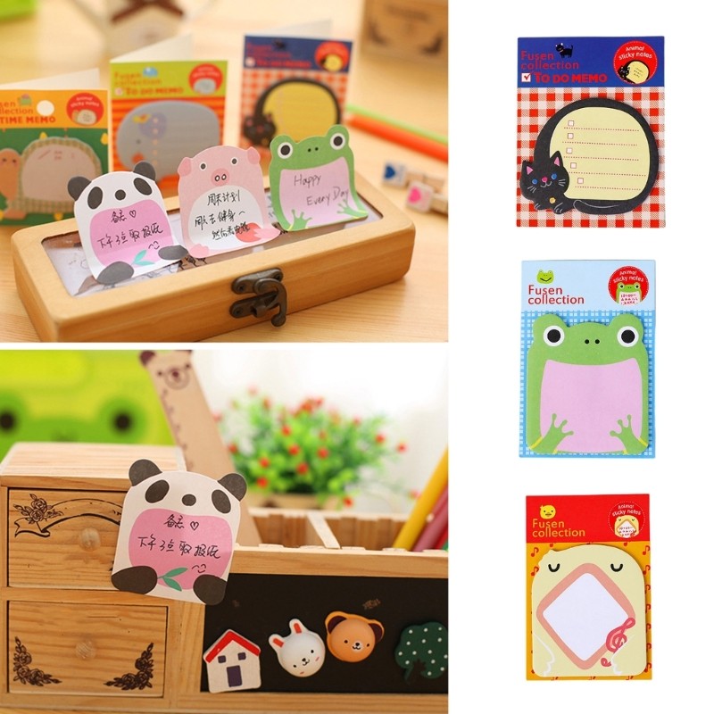 10 Pcs Cartoon Animal Stickier Note Lovely Memos Pad School Supplies ...
