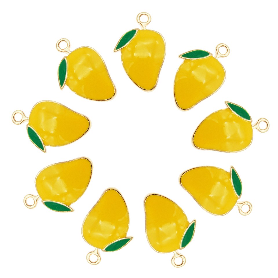 18pcs 22x14mm Alloy Enamel Yellow Mango Fruit Pendant Charms Jewelry ...