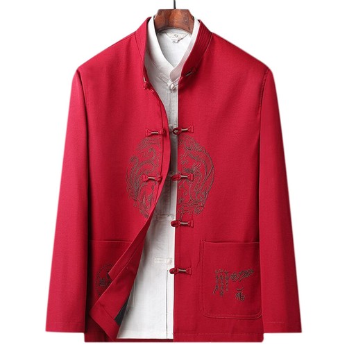 Mens Traditional Chinese Tang Suit Coat Jacket Casual Top Dragon ...