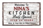 Deluxe Wood Magnet Welcome to Nina's Kitchen 5x8 Inches Magnetic ...