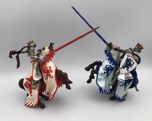 Papo RED & BLUE DRAGON KNIGHTS War Horse King Prince Armor Medevil ...