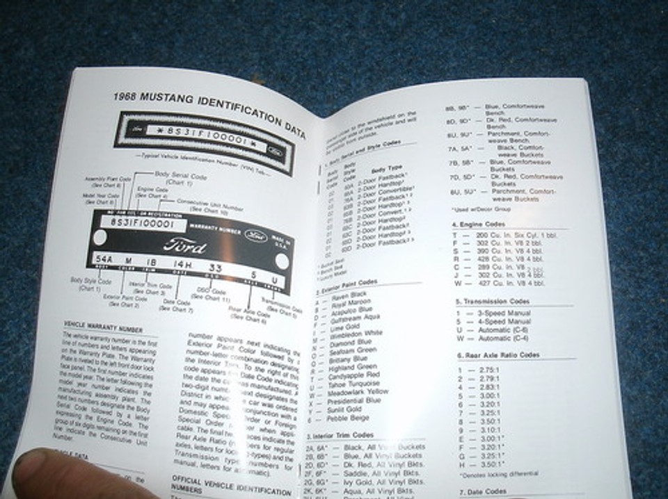 1964 1/2 1965 1966 FORD MUSTANG VIN NUMBER DECODER BOOK | eBay