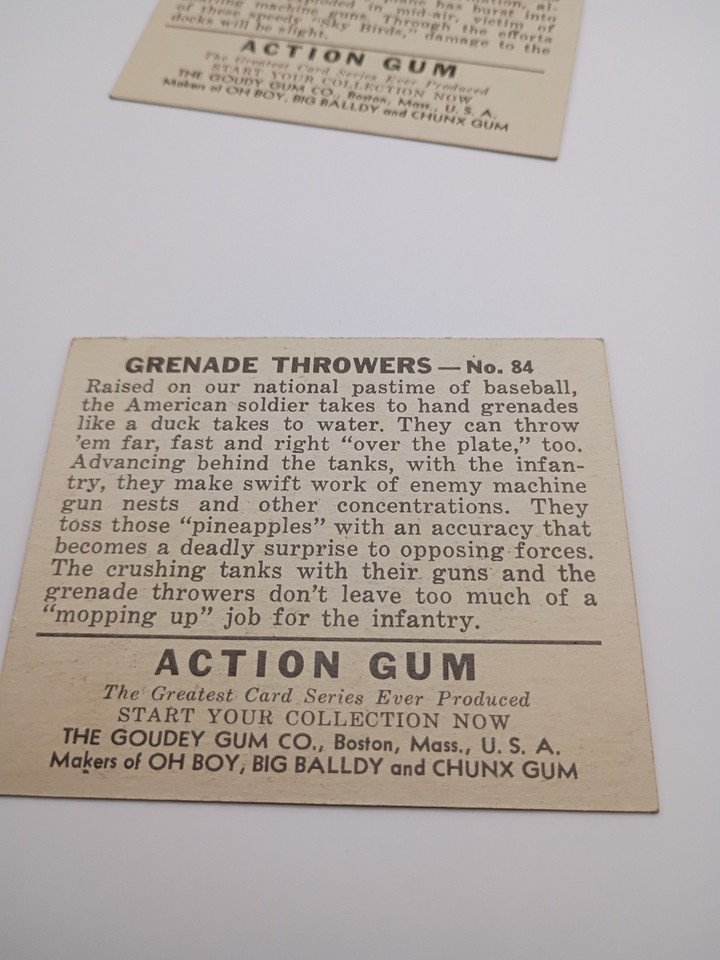 1938 ACTION GUM NO. 84 "GRENADE THROWERS" (GOUDY GUM CO.) | eBay